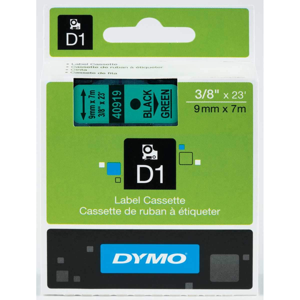 DYMO Labeller Tape, D1 Tape Cassette 1/2" x 23', 1-Carded, Black on ...