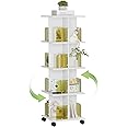 Amazon.com: VECELO Rotating Bookshelf with Brake Wheels, 360°Display 4 ...