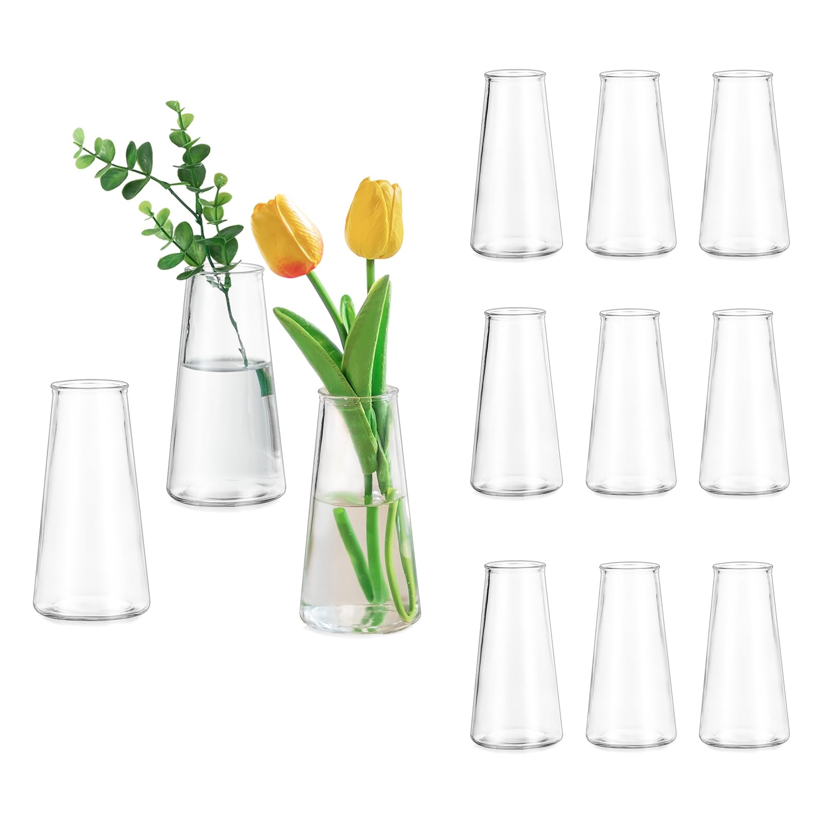 Glasseam Clear Flower Vases for Centerpieces: Modern Glass Vase Set of ...
