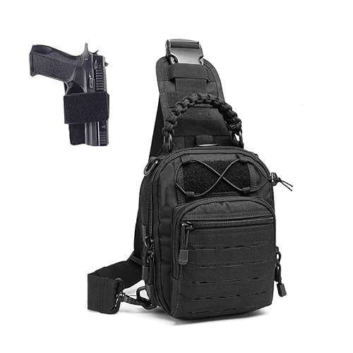 Tactical Compact Concealed Carry Sling Bag Cut Molle Pistol Holster EDC ...