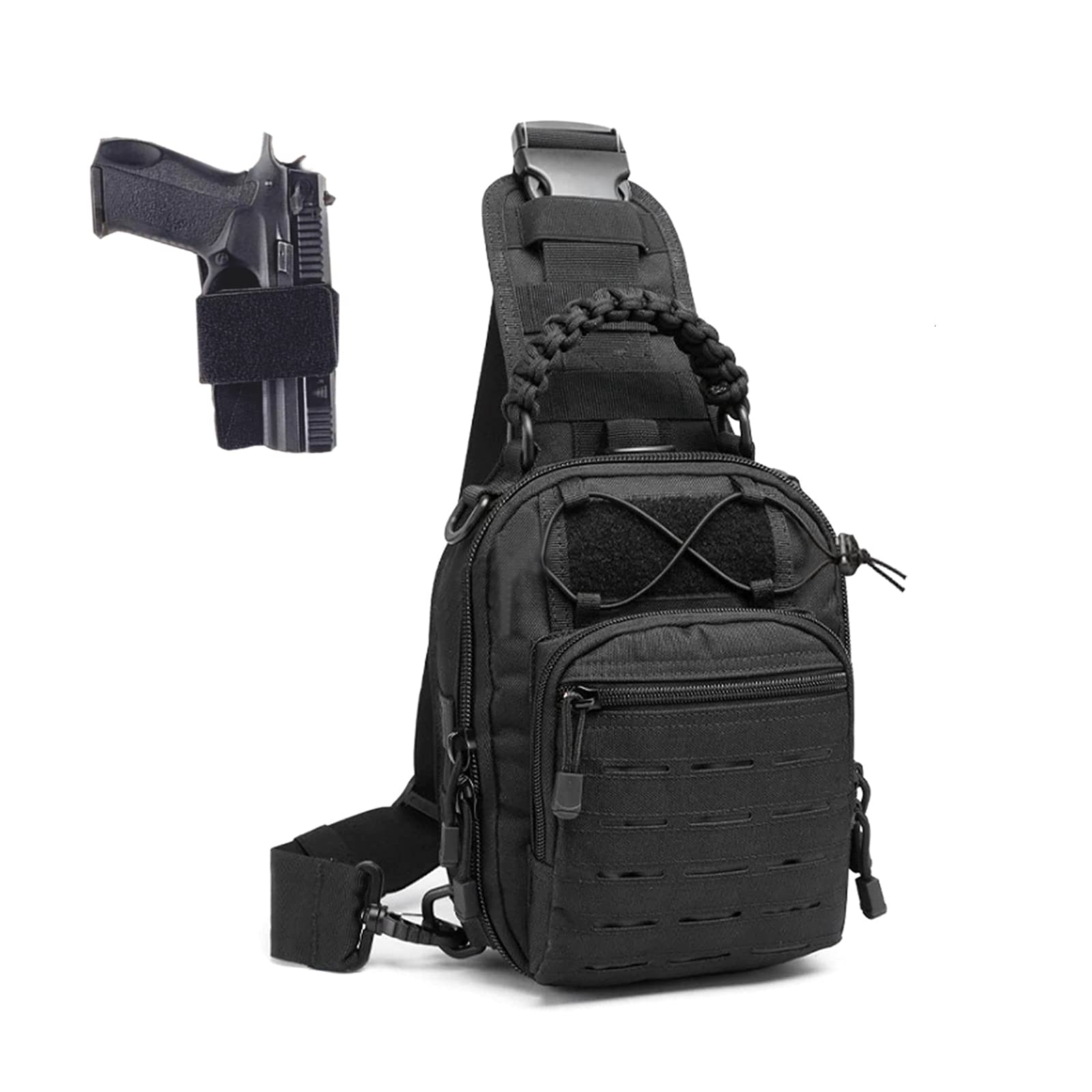 LarKoo Tactical Compact Concealed Carry Sling Bag Cut Molle Pistol ...