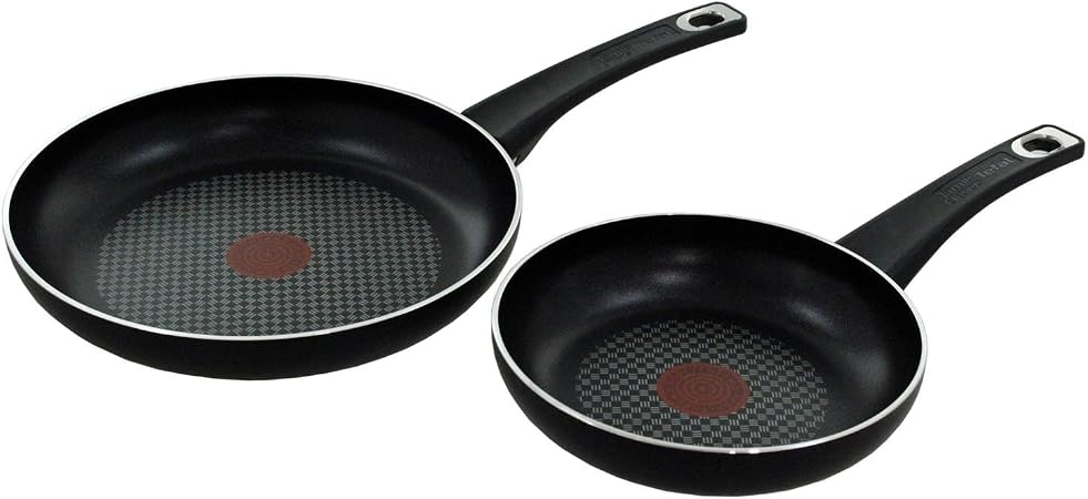 Jamie Oliver Tefal Non-Stick Frying Pans Set 20cm & 26cm Black: Amazon ...