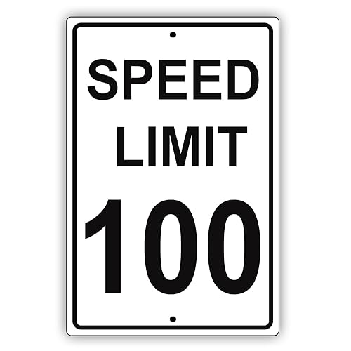 Speed Limit 100 MPH Miles Per Hour Black Letters Zone Slow Down ...