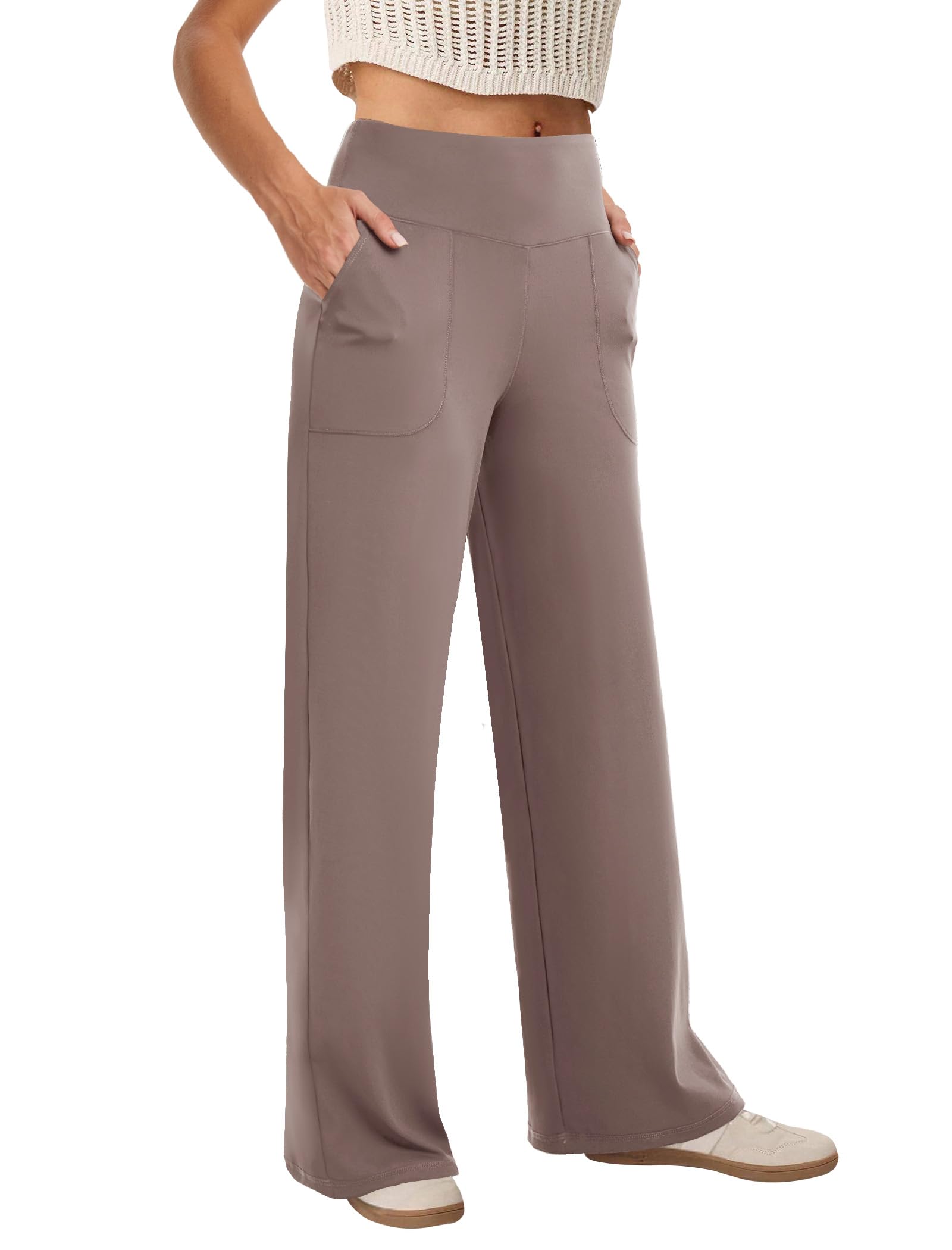 COPYLEAF Wide Leg Pants Woman High Waist Yoga Pants with Pockets Loose ...