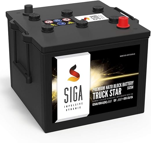 SIGA LKW Batterie 125Ah 850A/EN 12V NATO Block Starterbatterie Batterie ...