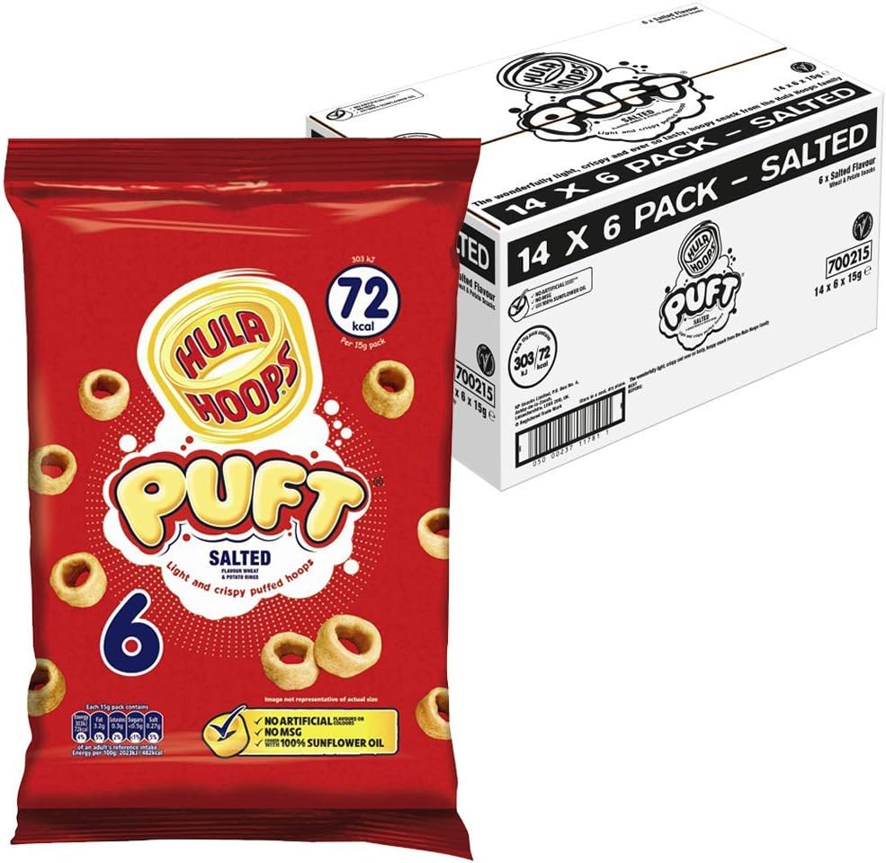 Hula Hoops Puft Multipack Crispy Puffed Potato Rings, Flavoured Potato ...
