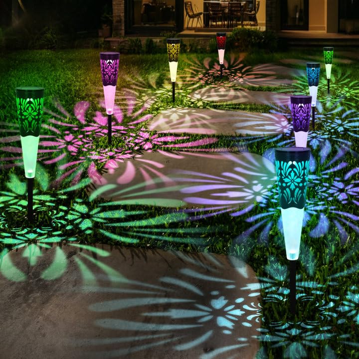 Anordsem 8 Pack Solar Powered Garden Pathway Lights Outdoor Waterproof ...