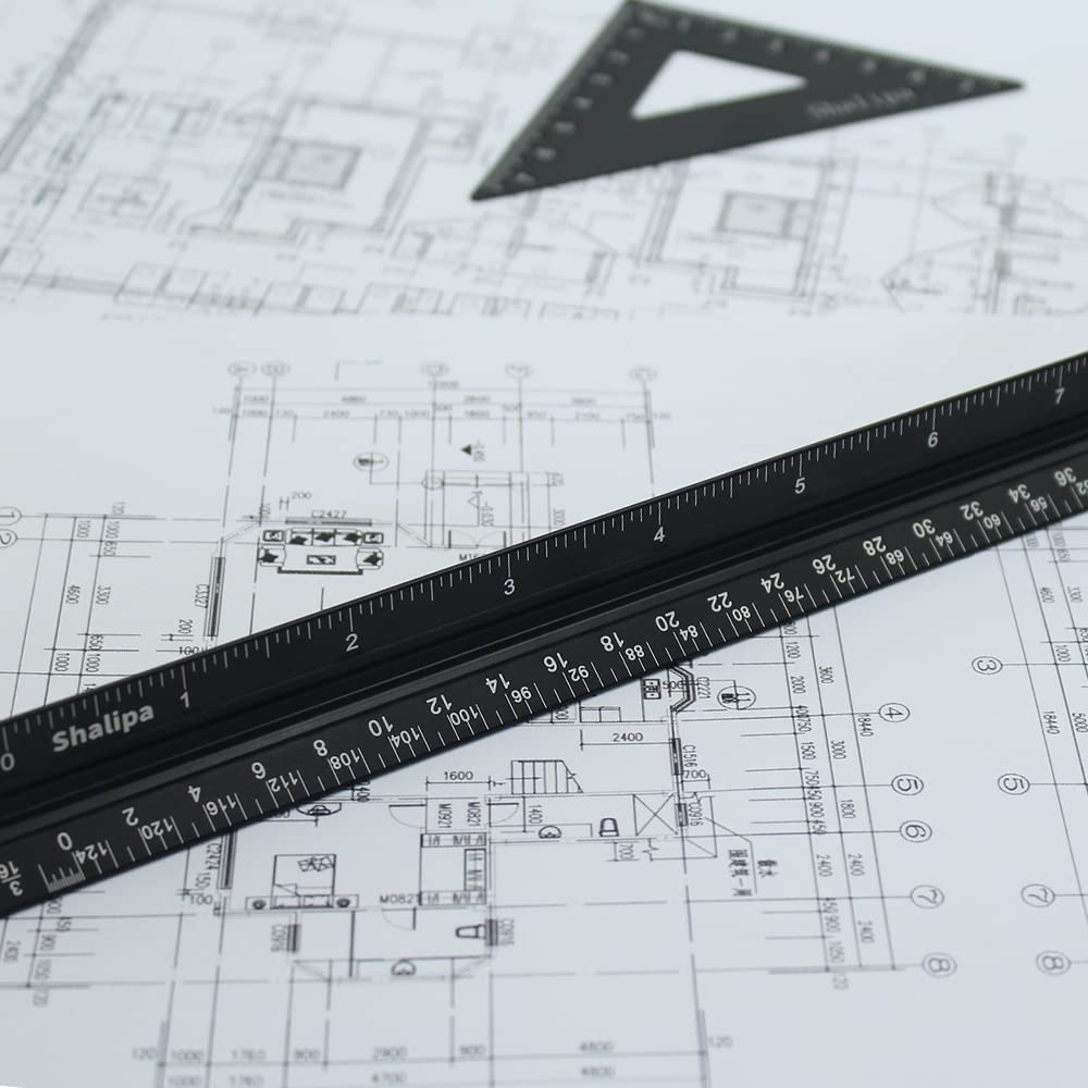 Mua 12 "Architectural Scale Ruler Aluminum, Metric Metal Engineers Triangle Drafting Ruler with ...