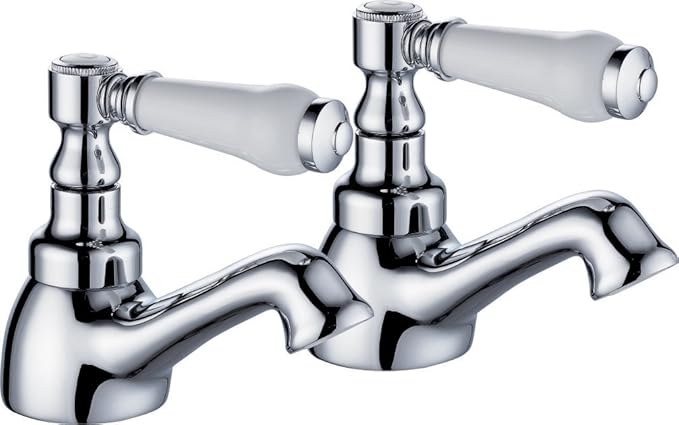 Traditional Ceramic Lever 3/4" Bathroom Bath Taps Pair Chrome: Amazon ...