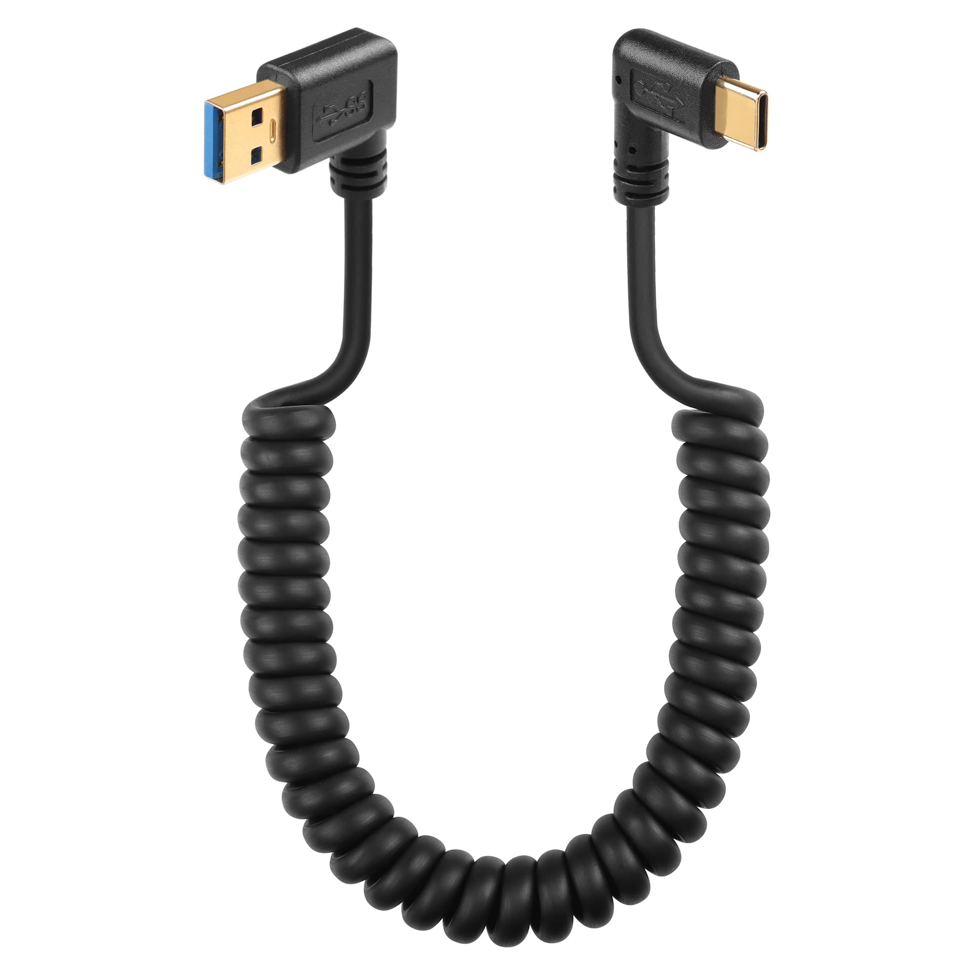 SinLoon 90 Degree USB Type C Spring Cable 5Gbps Retractable USB3.0 to ...