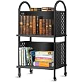 Amazon.com: Rolling Library Book Cart – Moveable Book Organization ...
