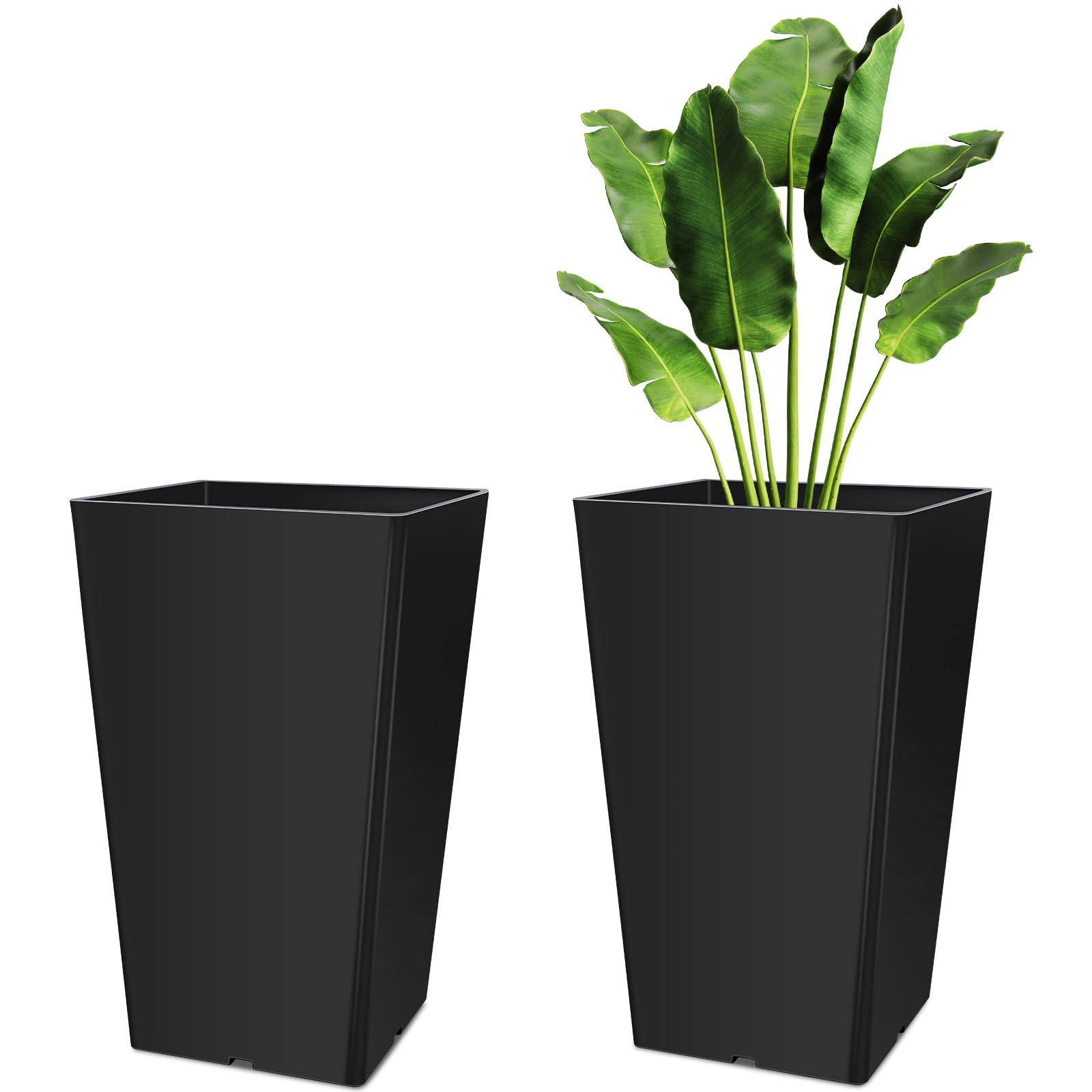 Briwooody Set of 2 16 Inch Large Taper Planters Outdoor Indoor Tall ...