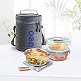 Buy Milton Treo Health First Glass Tiffin Set of 3 pcs 300 ml Square ...