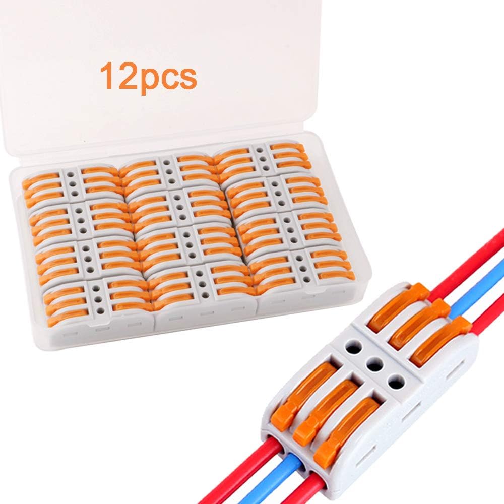 FULARR® 12Pcs Premium SPL-3 Lever-Nut Wire Connectors, 3 Way 6 Port ...