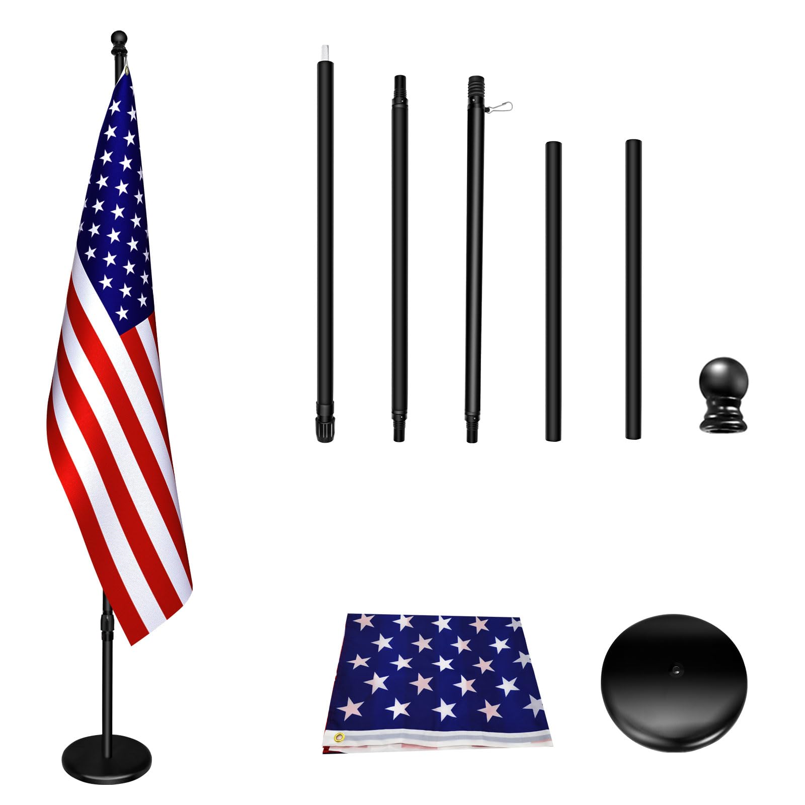 Indoor Flag pole with Base,Telescoping Flag Pole 8FT-9FT, Flagpoles ...