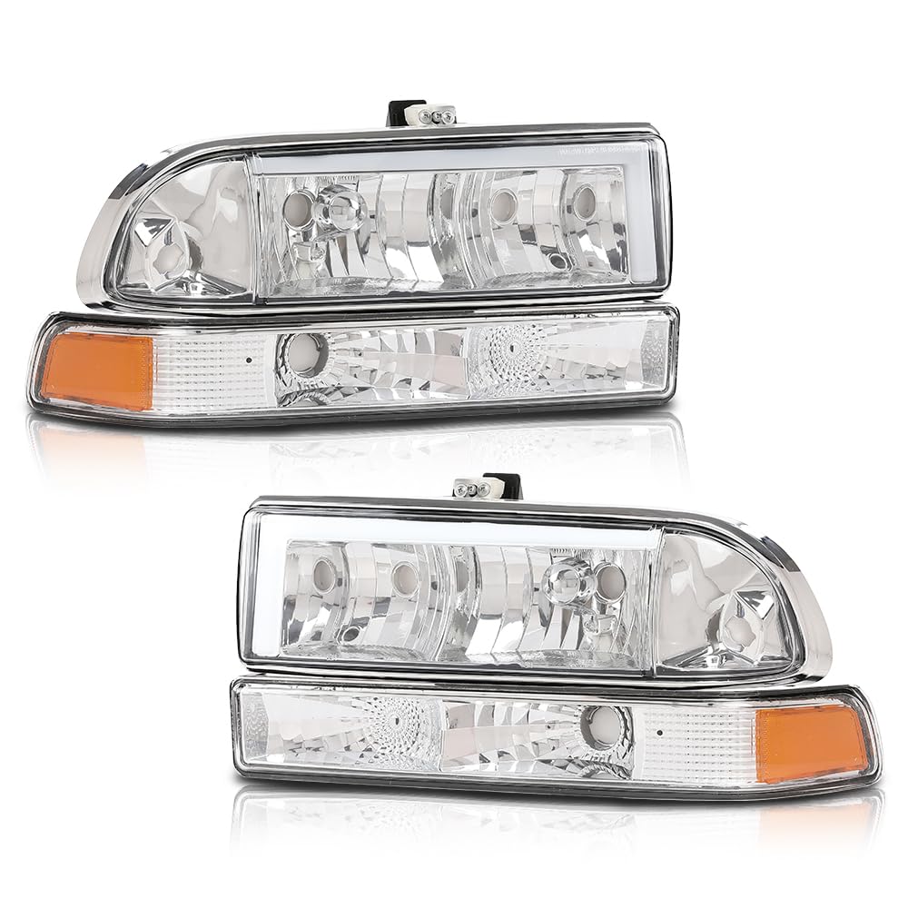 PIT66 LED DRL Headlights w/Corner Bumper Turn Signal Lights Lamps w/o ...