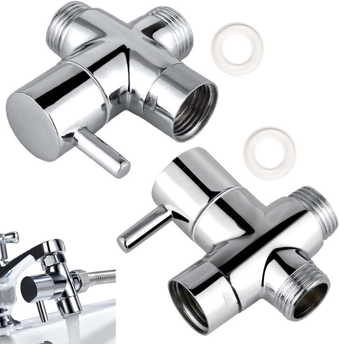 3 Way Shower Diverter Valve,Tianher 2 Pcs Solid Brass Shower Arm ...
