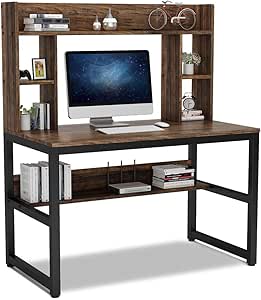 Amazon.com: Computer Desk with Hutch, 47 Inch Modern Writing Desk with ...
