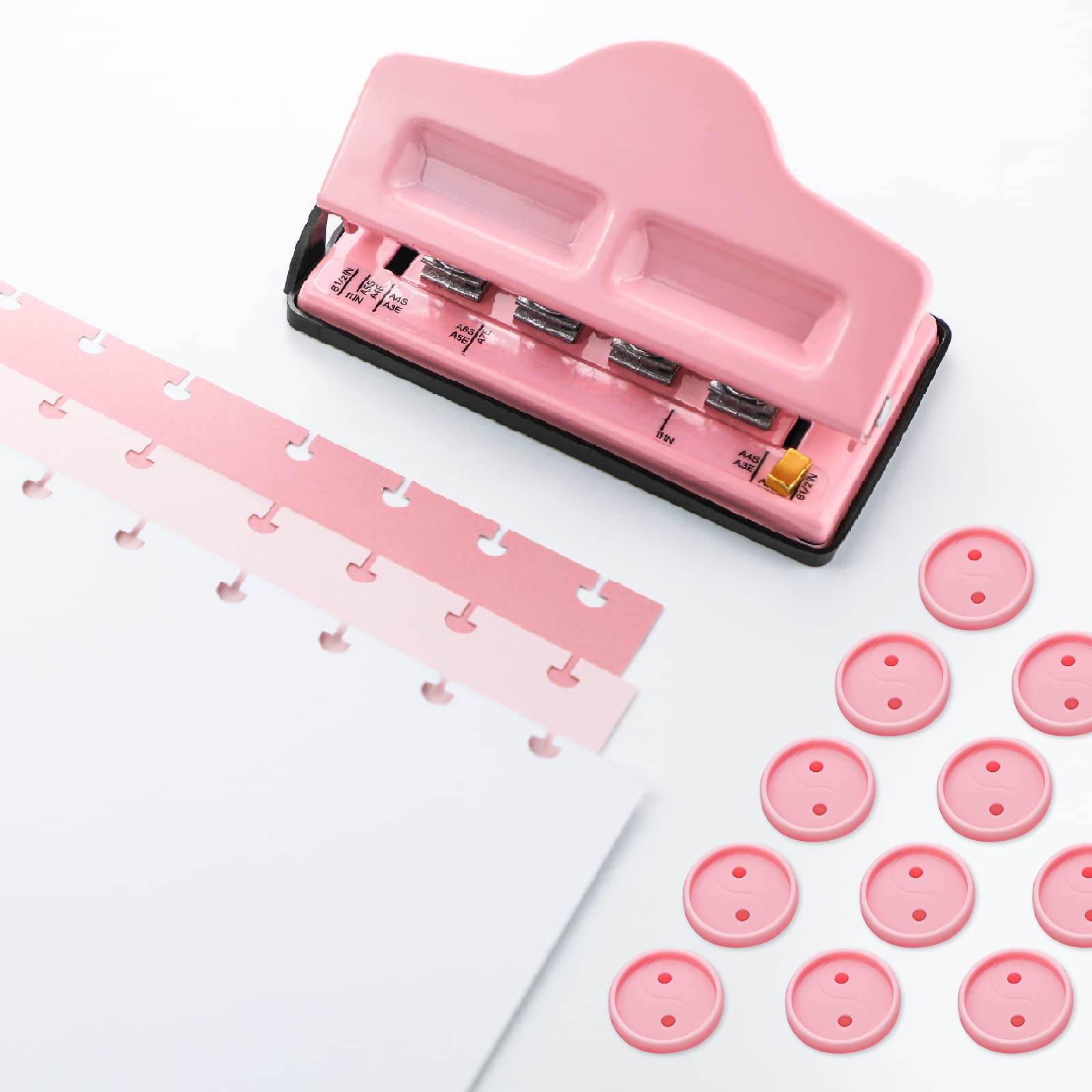 Mua 11 Pink Ring Discs & Pink Discbound Planner Hole Punch Adjustable ...