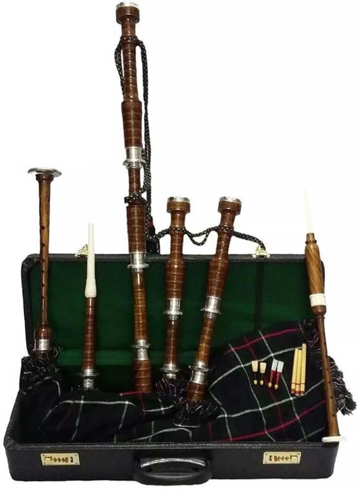écossais Cornemuse en palissandre naturel Couleur avec argent Uni ...