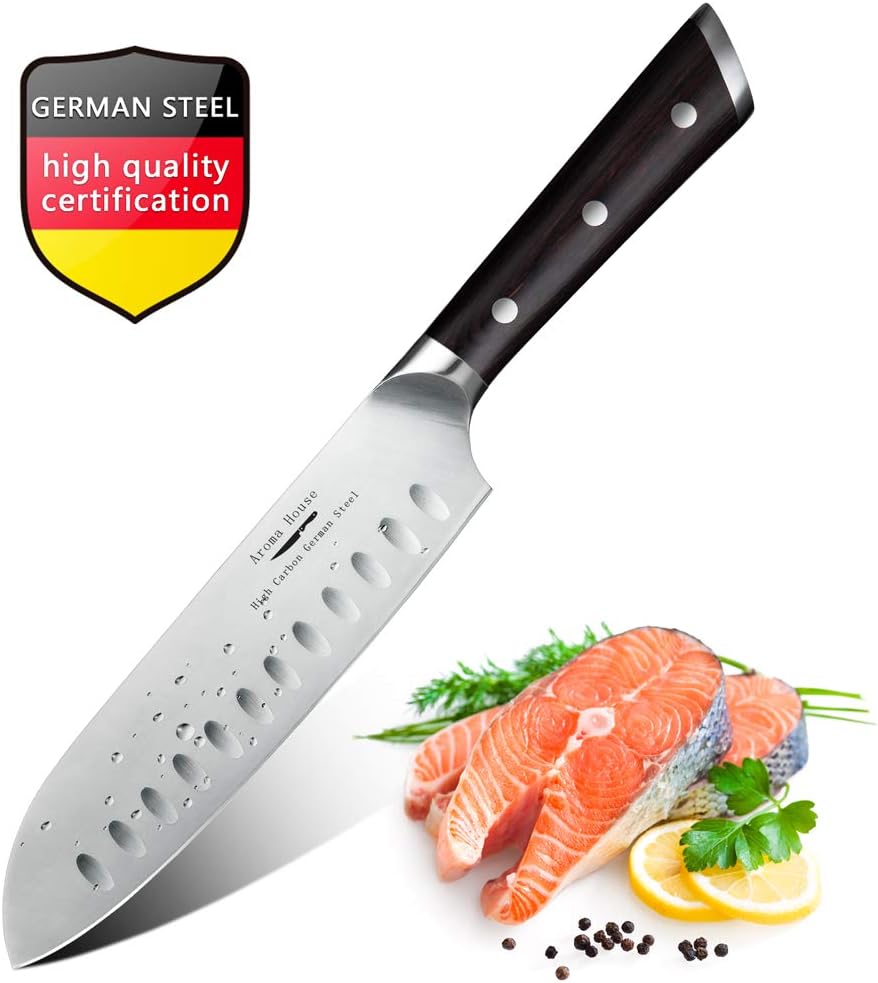 Aroma House Santoku Messer Küchenmesser 20 cm Santokumesser Kochmesser ...