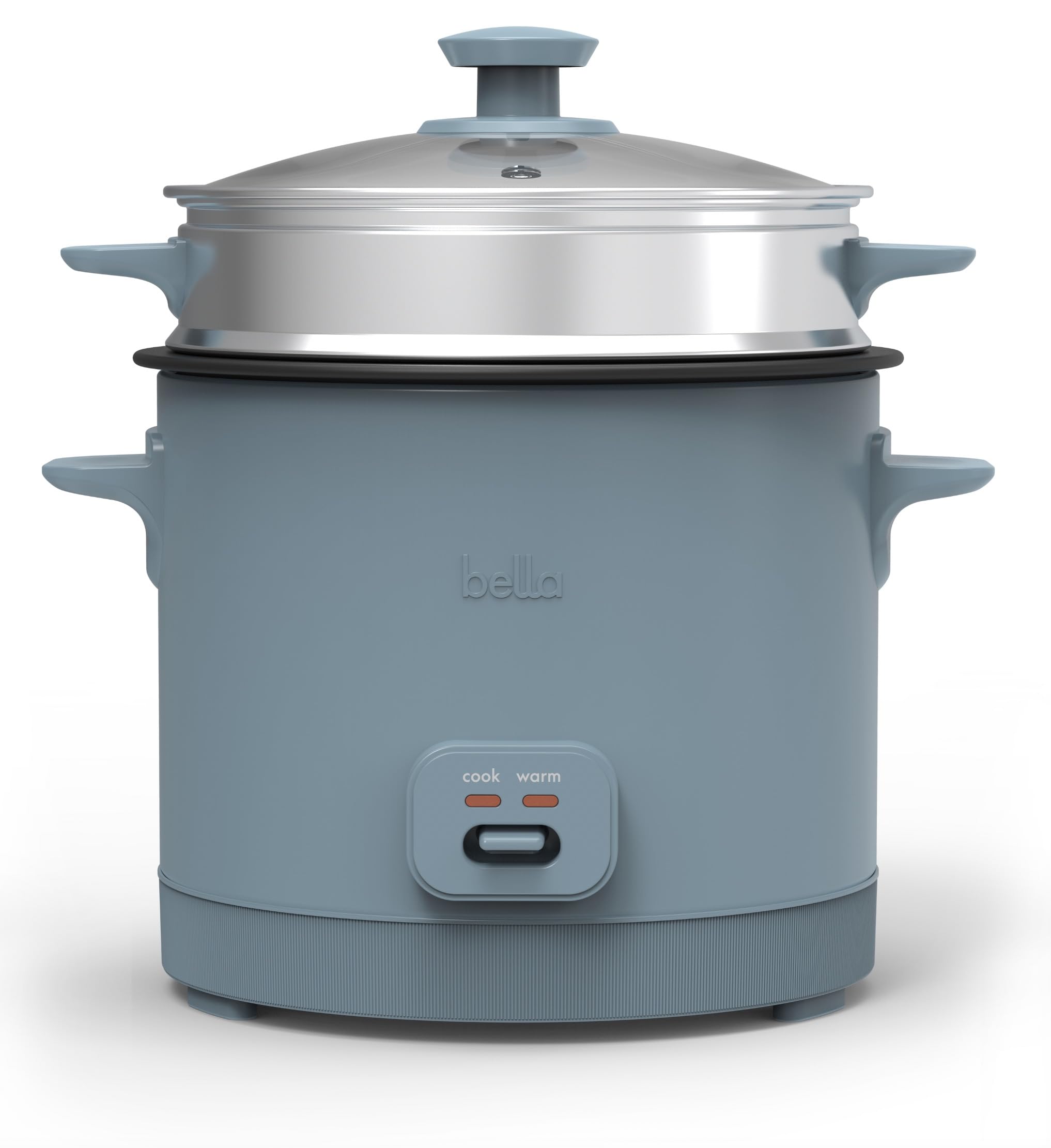 bella 16 Cup Rice Cooker with Steamer, Dishwasher Safe Steaming Basket ...
