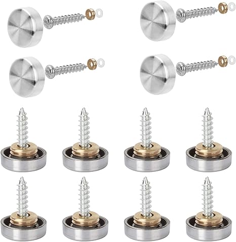 12 Sets Mirror Screws, Bolatus 16mm Decorative Cap Covers Brushed ...
