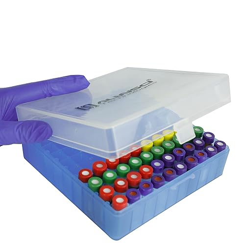 Microtube Storage Box, 100-well Polypropylene Lockable Vial Holder Rack ...