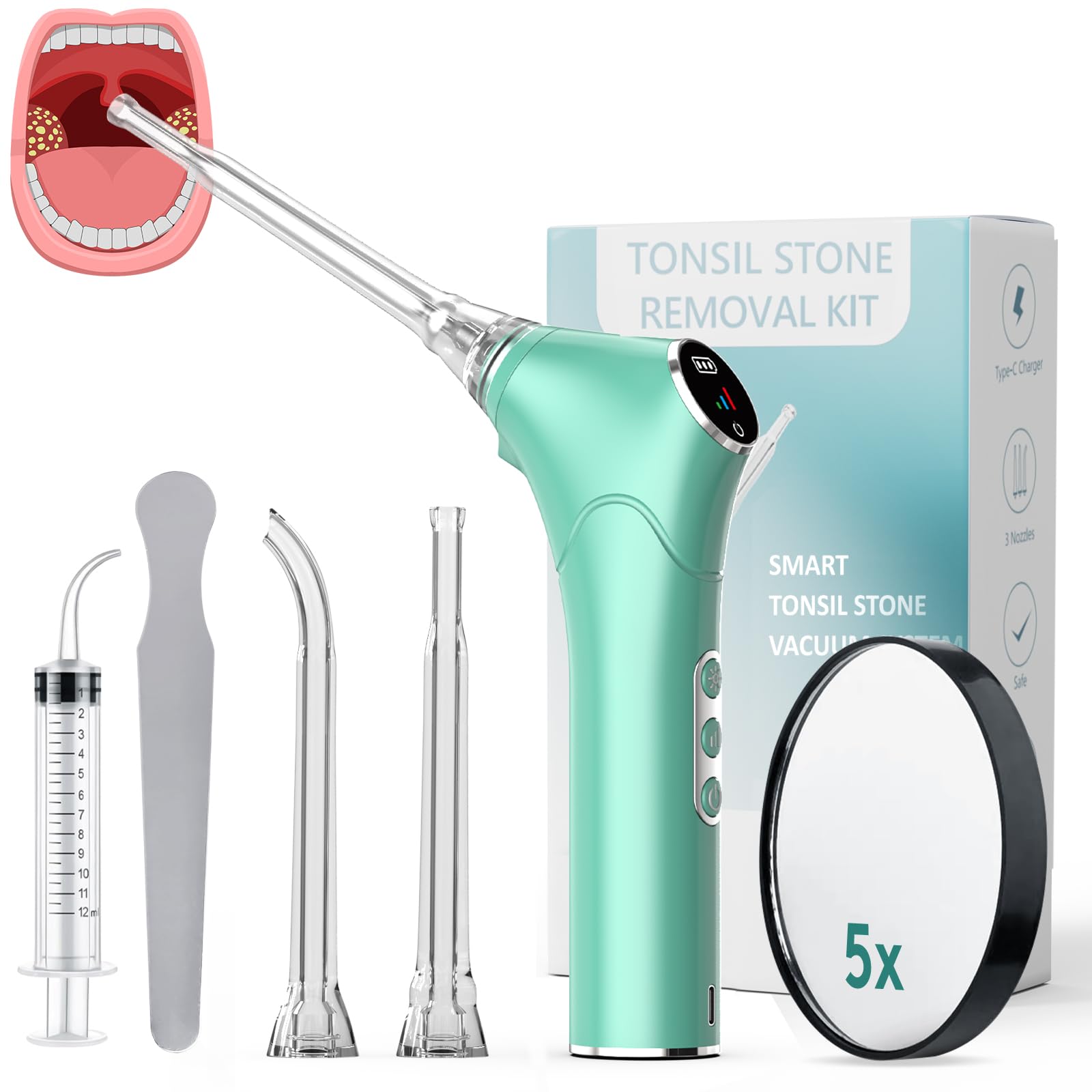 Electronic Vacuum Tonsil Stone Remover - Tonsil Stone Removal Kit with ...