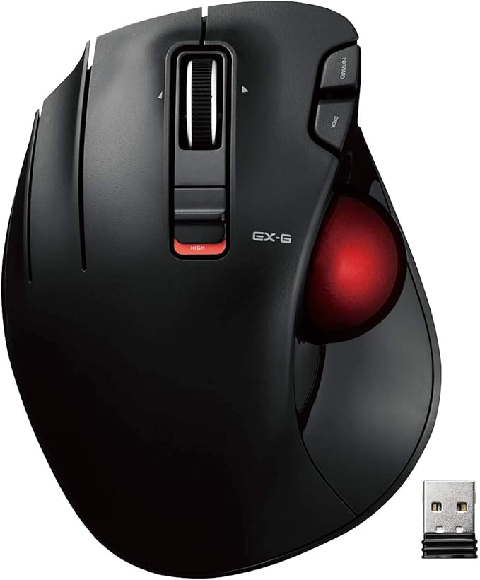Amazon.co.jp: Elecom M-XT4DRBK-G Mouse Wireless Trackball (Thumb), For Left Hand, Red Ball, 6 ...