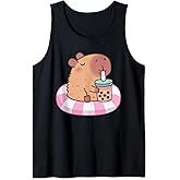 Amazon.com: Cute Capybara On Pool Float Drinking Bubble Tea Lover Girls ...