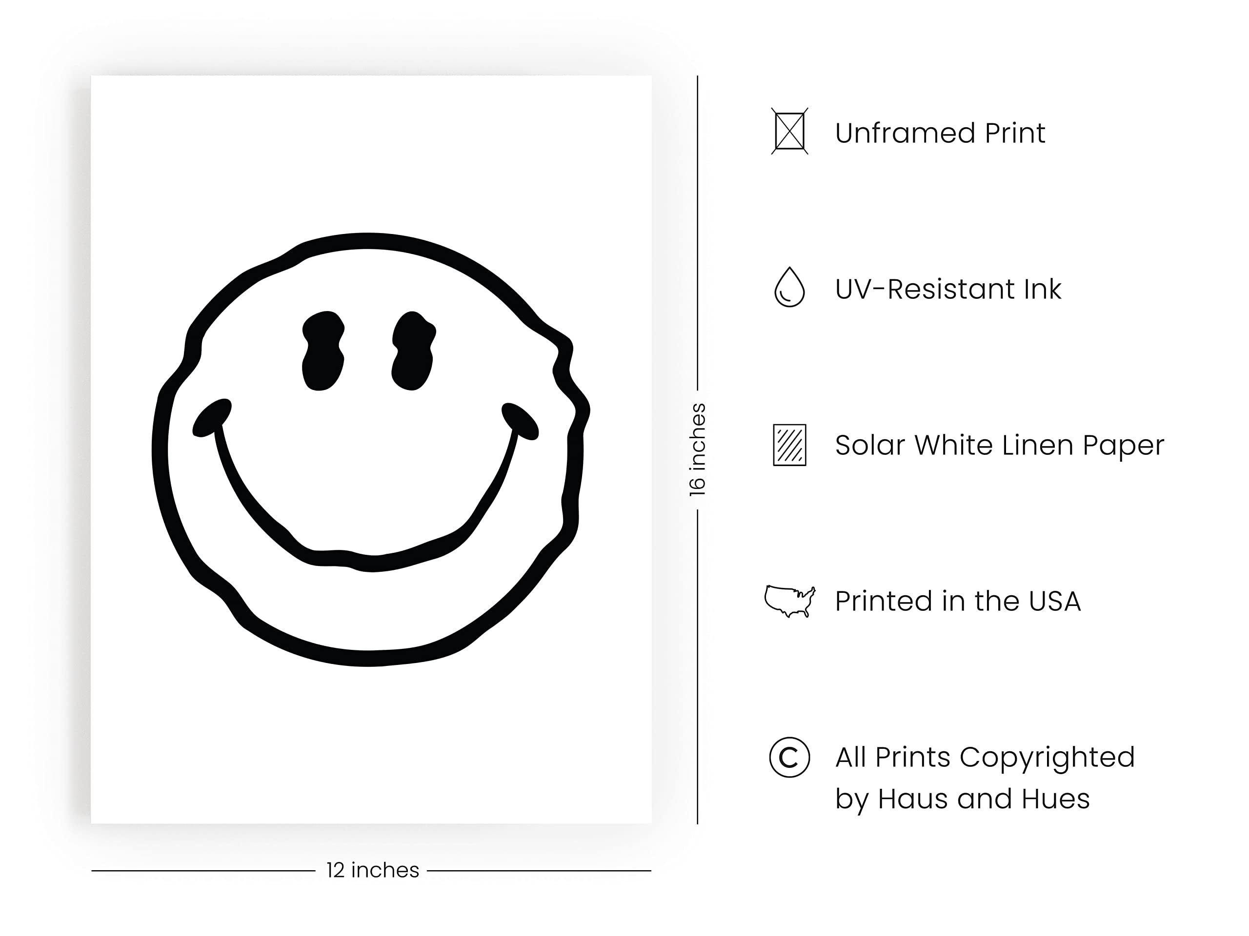 Mua HAUS AND HUES Smiley Face Posters White Wavy Smiley Cool Posters ...