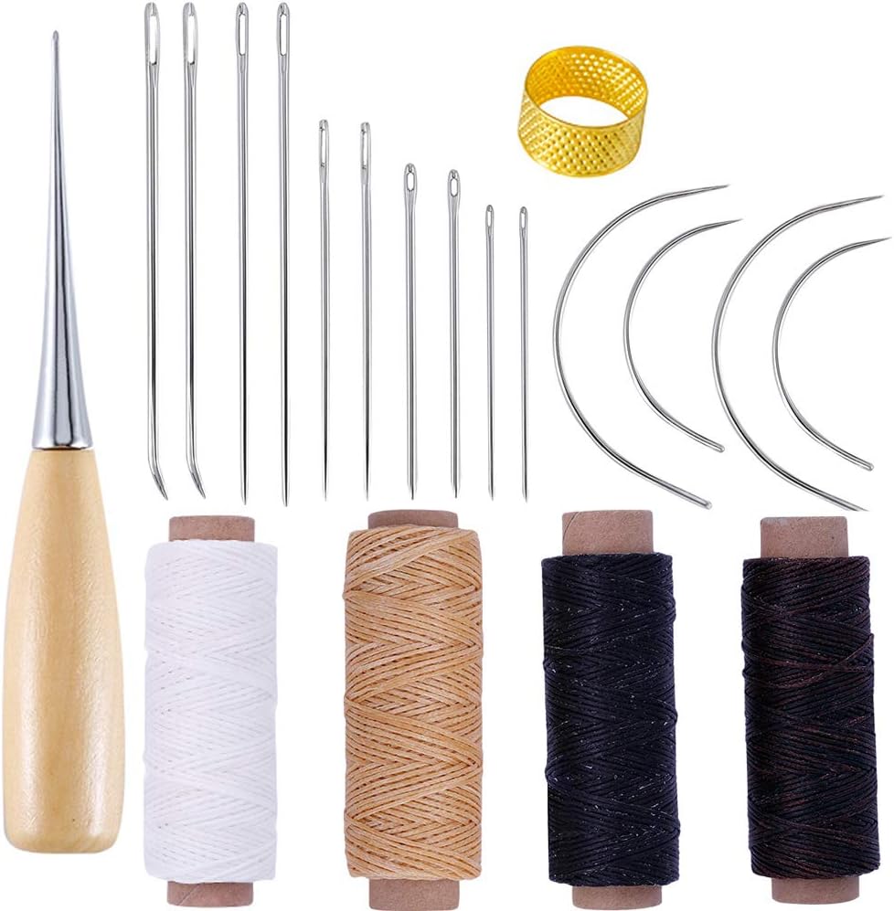 Amazon.com: Leather Craft Repair Needles and Waxed Threads Set, Qtopun ...