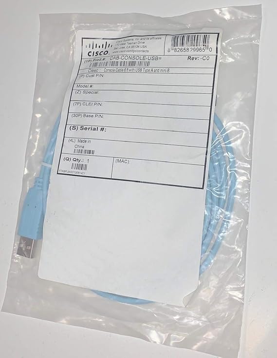 Cisco Console Cable 6 ft with USB Type A and mini-B CAB-CONSOLE-USB ...