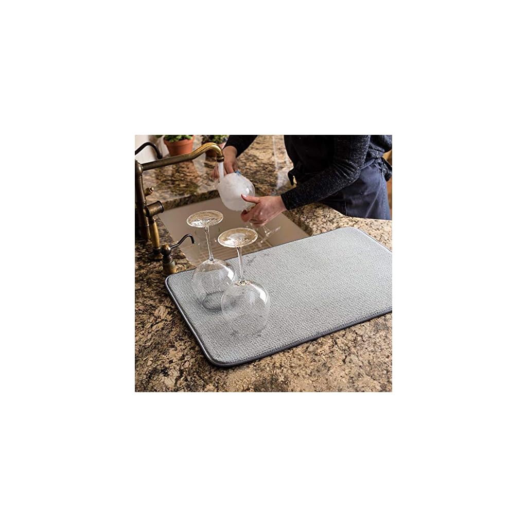 XXL Dish Mat 24" x 17" (LARGEST MAT) Microfiber Dish Drying Mat, Super ...