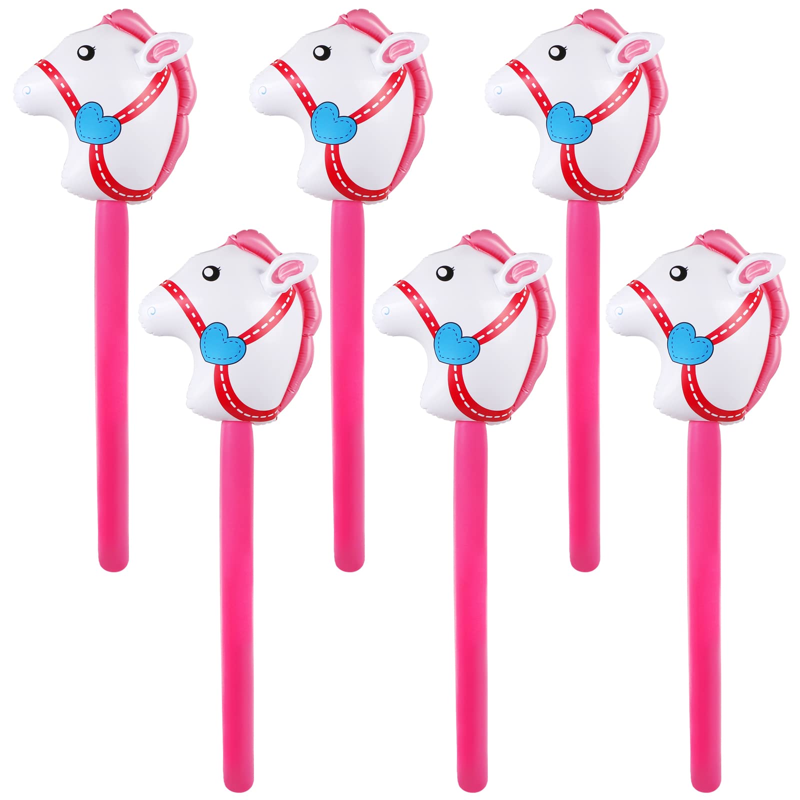6 Pieces Inflatable Stick Horse,Inflatable Horsehead Stick Balloon Pony ...