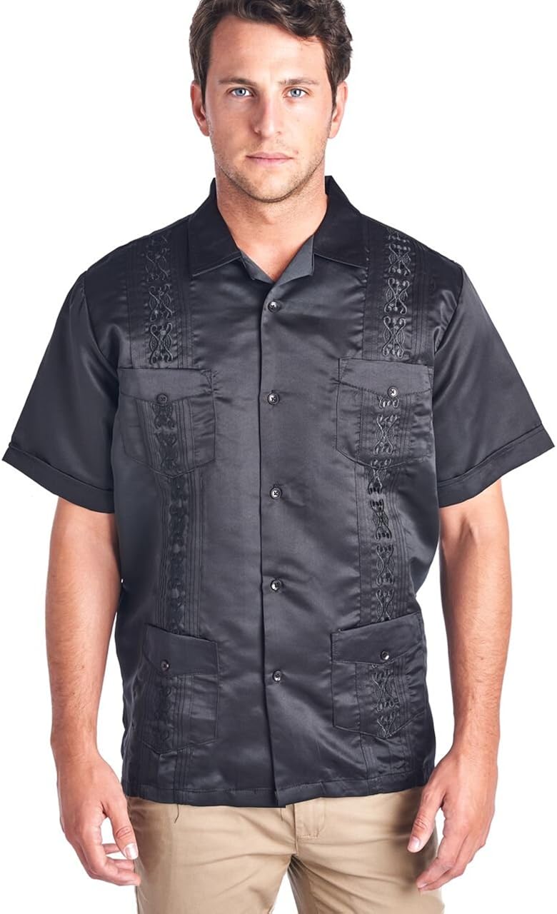 Maximos New Guayabera Men s Cuban Bartender Wedding Dress Shirt Satin maximos-new-guayabera-men-s-cuban-bartender-wedding-dress-shirt-satin