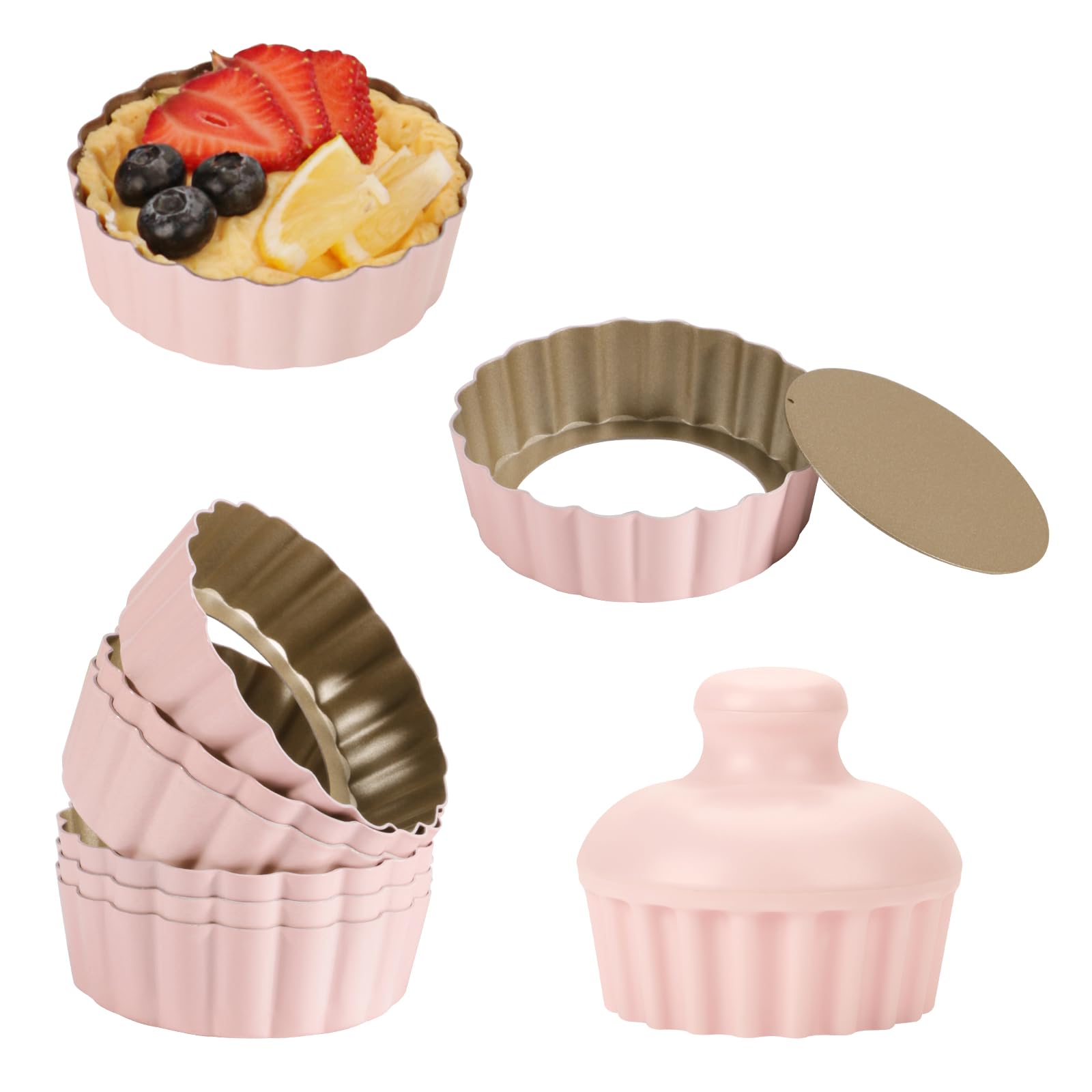 LIFVCNT 1 Inch Deep Mini Tart Pan Set, 6PCS 3.6 Inch Tart Pans with ...