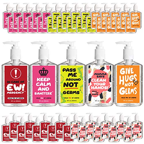 Funny Hand Sanitizers 8 OZ Pump, 70% Alcohol, Fun Phrases Gift, 50 Pack ...