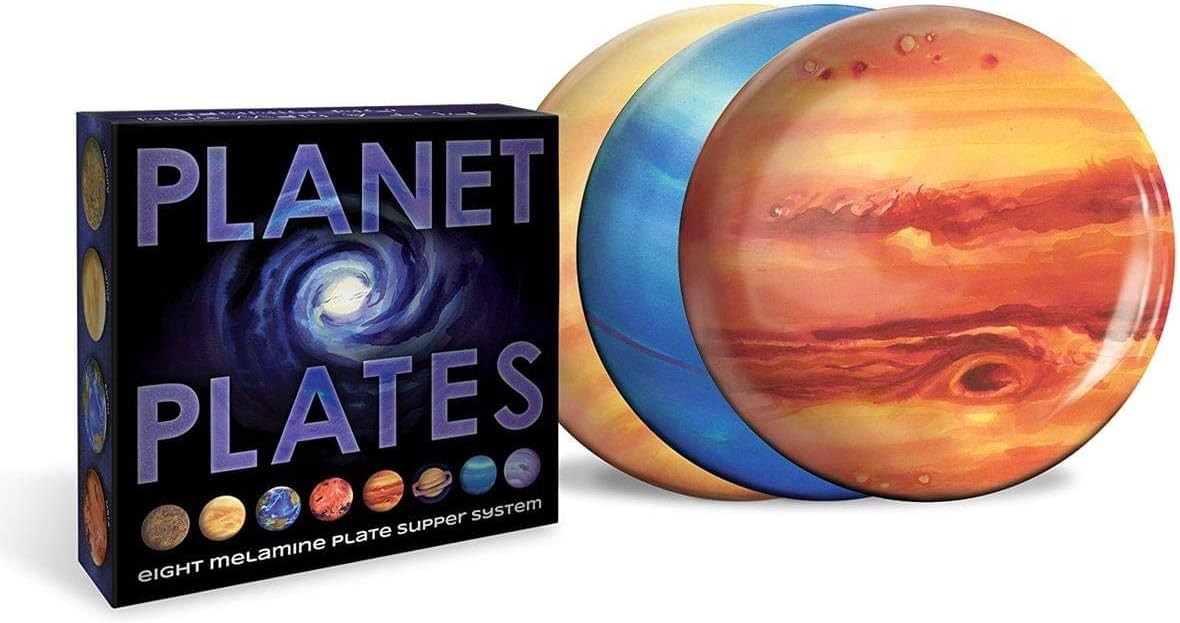 Planet Plates Set - Eight 10 Inch Melamine Astronomy Dinner Plates ...