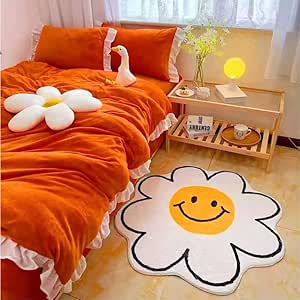 Amazon.com: SOFPRO Cute Smiley Face Rug Sun Flower Rug Bath Mat ...