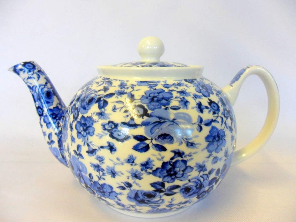 Heron Cross Pottery 2 cup teapot in blue rose chintz design for The ...