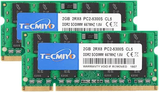 TECMIYO 4GB Kit (2x2GB) DDR2 SODIMM 667MHz PC2-5300 PC2-5300S Non ECC ...