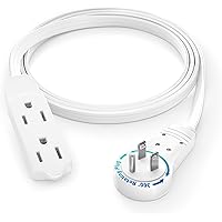 Maximm Cable 3 Ft 360° Rotating Flat Plug Extension Cord/Wire, 16 AWG ...