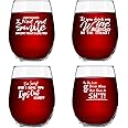 Amazon.com | Set of 4 Crude & Rude Funny Wine Glasses (15 oz)- Novelty ...