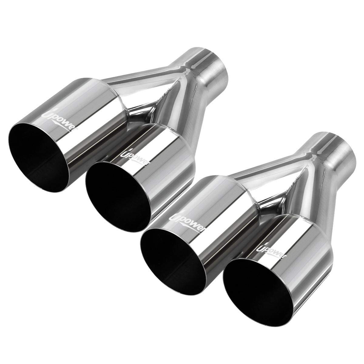 Upower Pair of Dual Exhaust Tips Staggered Single Wall 304 Stainless ...