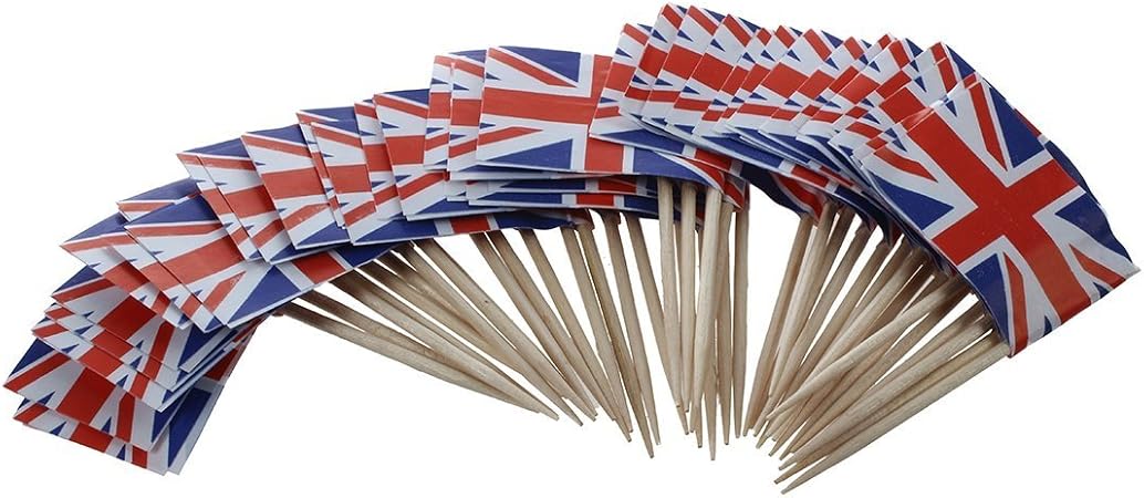 SODIAL(R) Union Jack Flag Cocktail Sticks - 50 Pack - Ideal For Parties ...