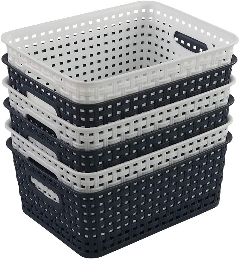 Amazon.com: Farmoon Plastic Basket, Weave Storage Baskets, 6 Packs ...