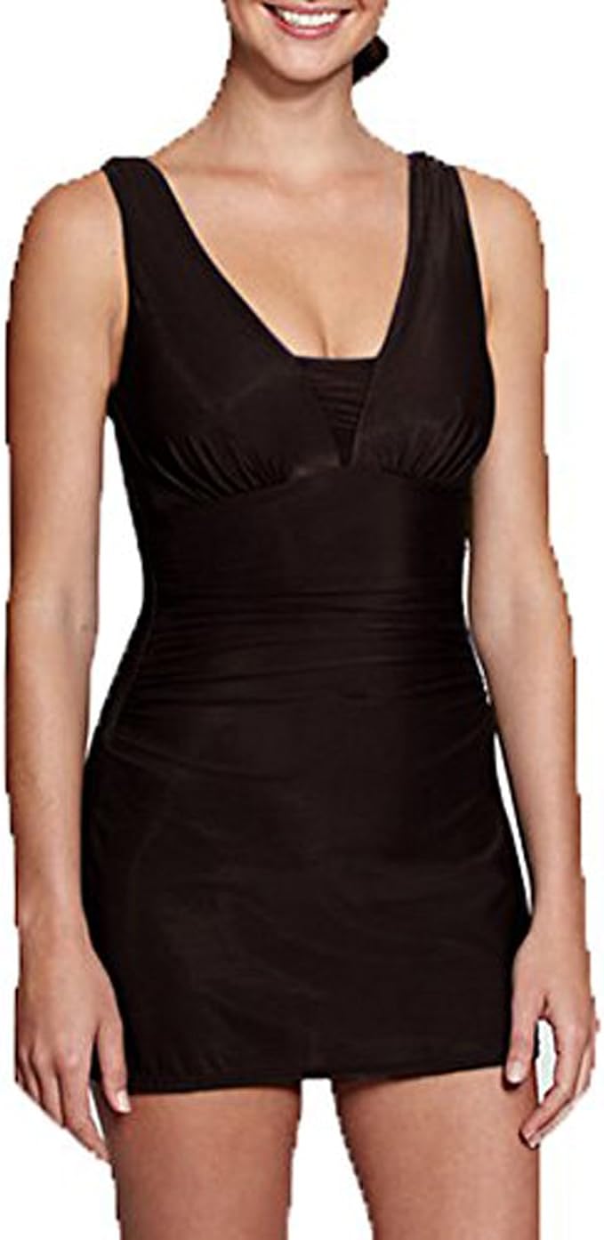 Miraclesuit Grecian Swimdress Black Tummy Control Plus Size 16W at ...