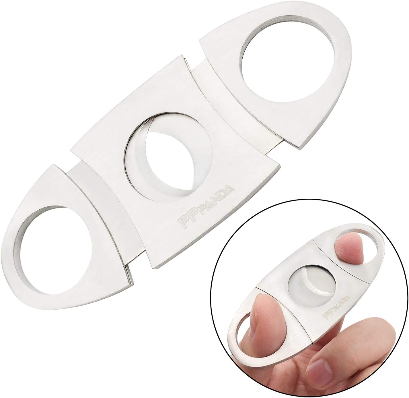 PPpanda Cigar Cutters, Stainless Steel Cigar Cutter Double Blade,Silver ...